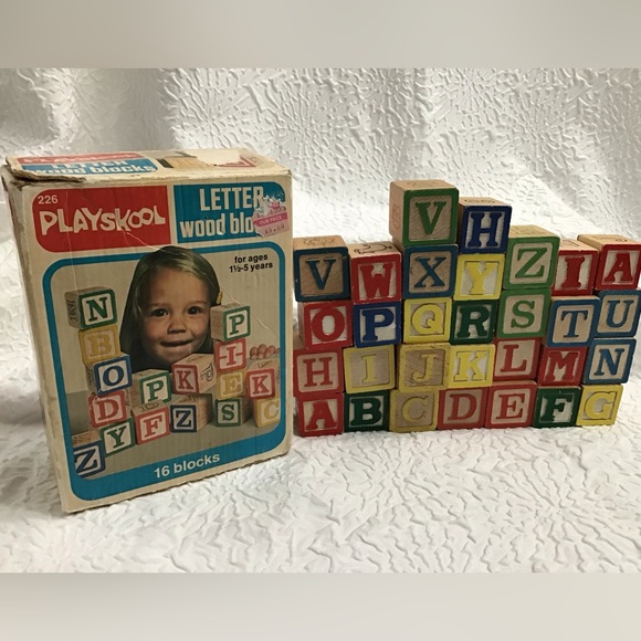 Playskool | Toys | Playskool Vintage 978 Wood Alphabet Blocks Abc 123 ...